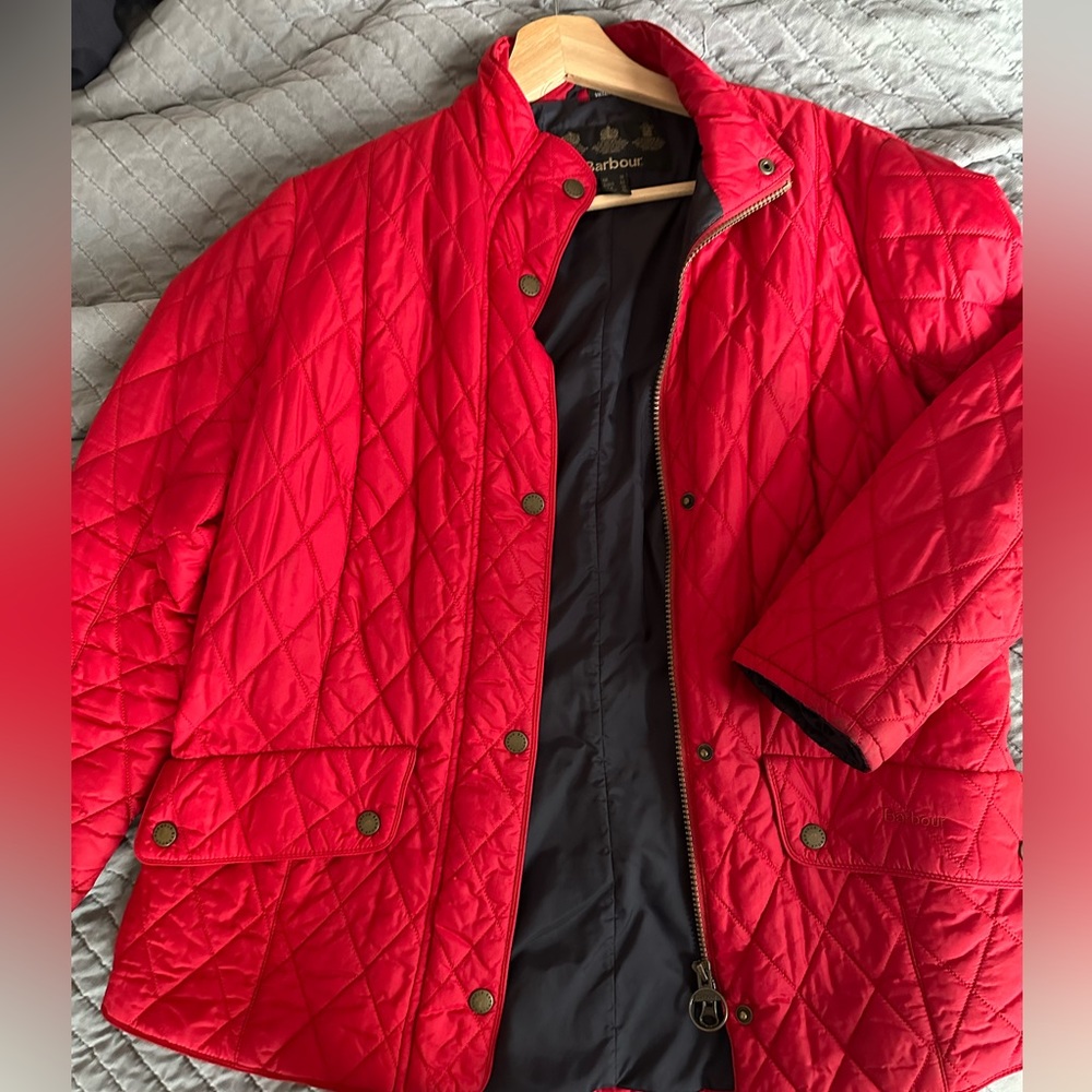 Barbour Red Light Weight Quilted Jacket. Size 14 - Gem